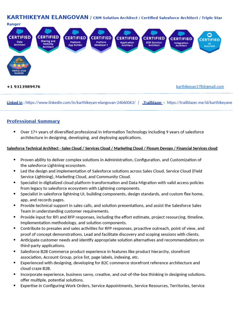 Karthikeyan+Elangovan Resume SaleForce Arch | PDF | Cloud Computing | Customer Relationship ...