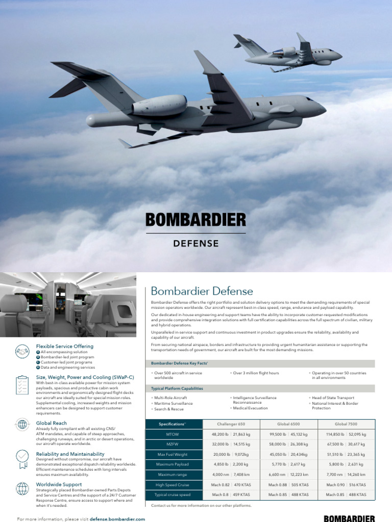 Bombardier Defense Fact Sheet | PDF | Aviation | Aeronautics