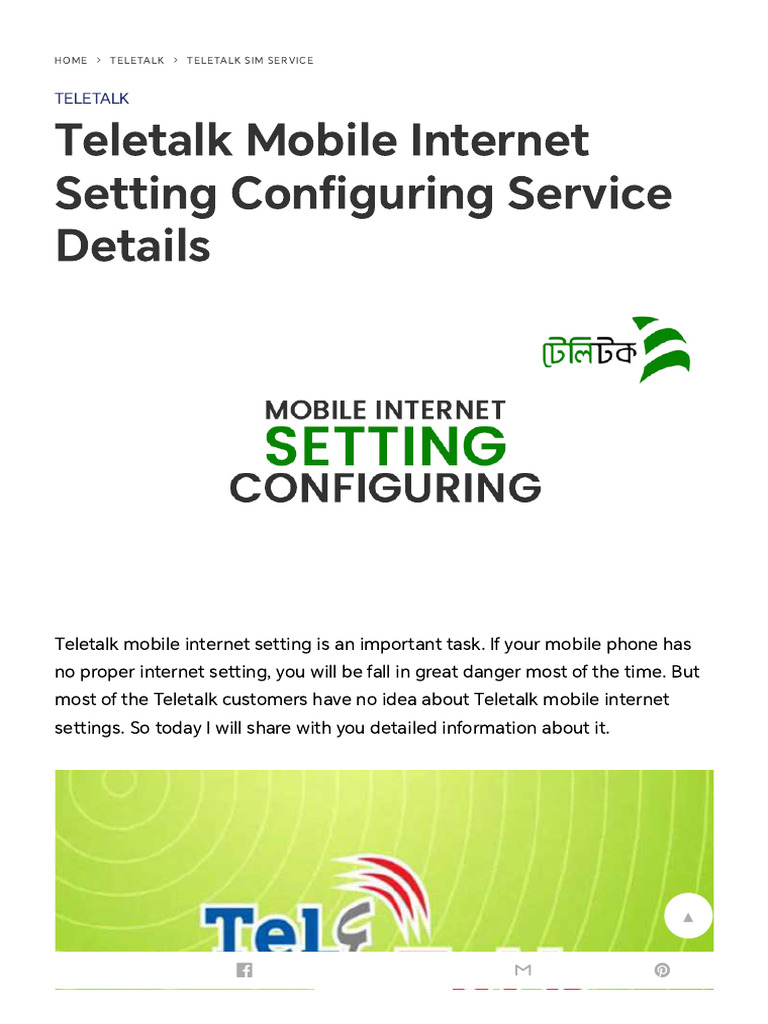 Teletalk Mobile Internet Setting Configuring Service Details | PDF ...