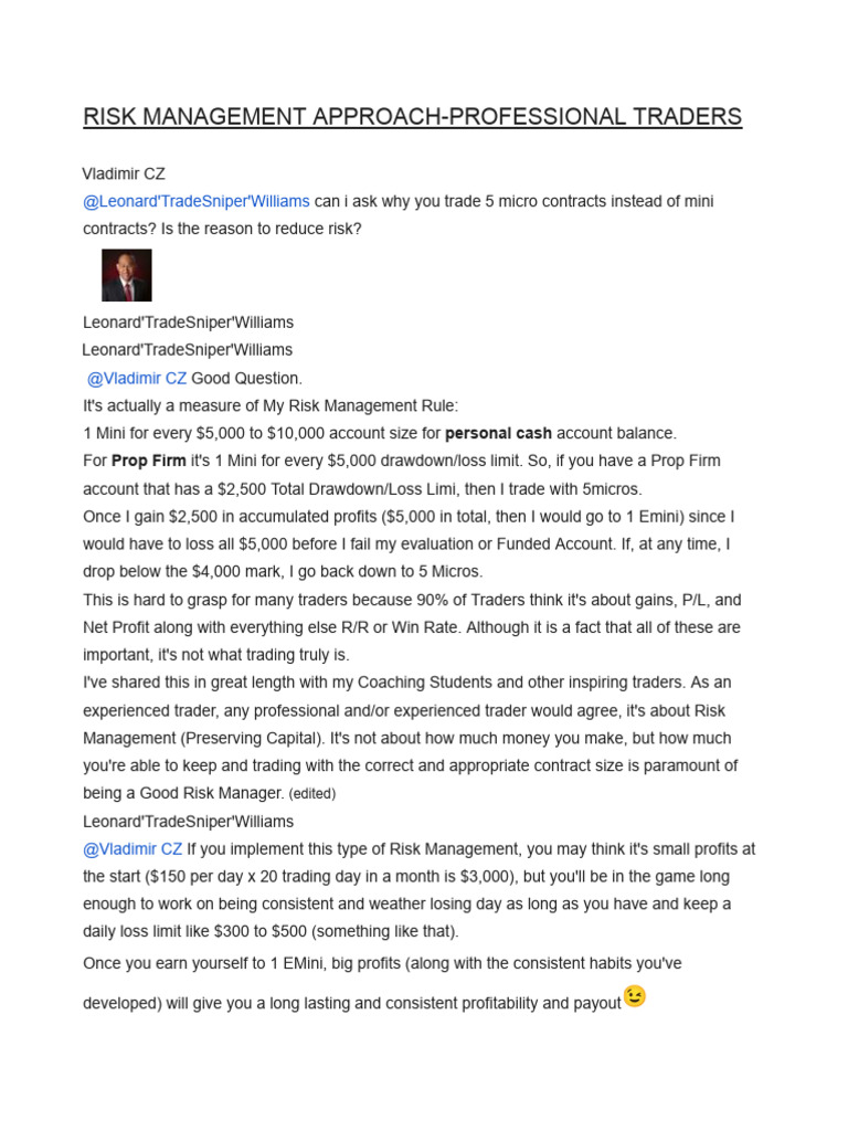 Risk Management Approach-Professional Traders | PDF