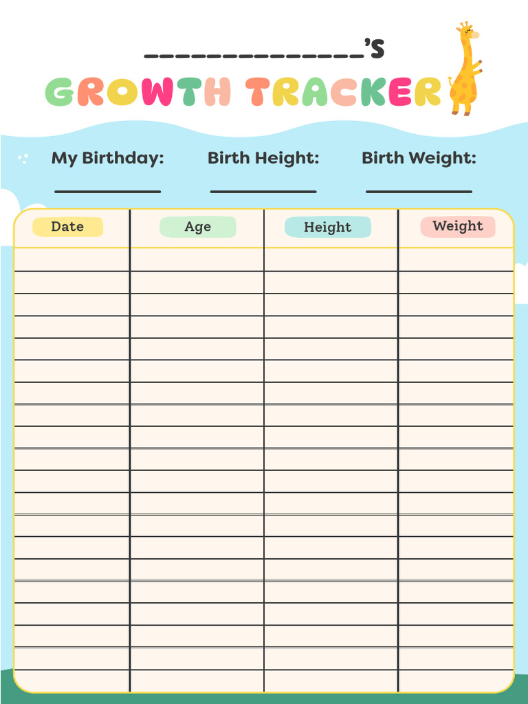 Height & Growth Tracker. | PDF