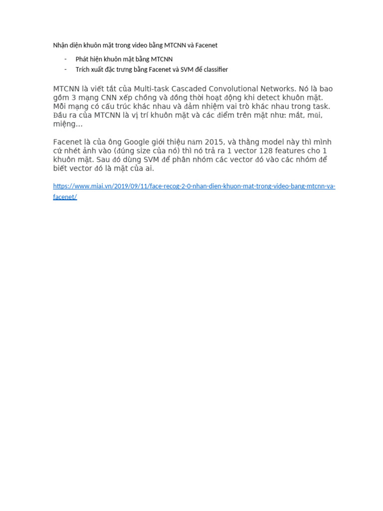 Nhận Diện Khuôn Mặt Trong Video Bằng MTCNN Và Facenet | PDF