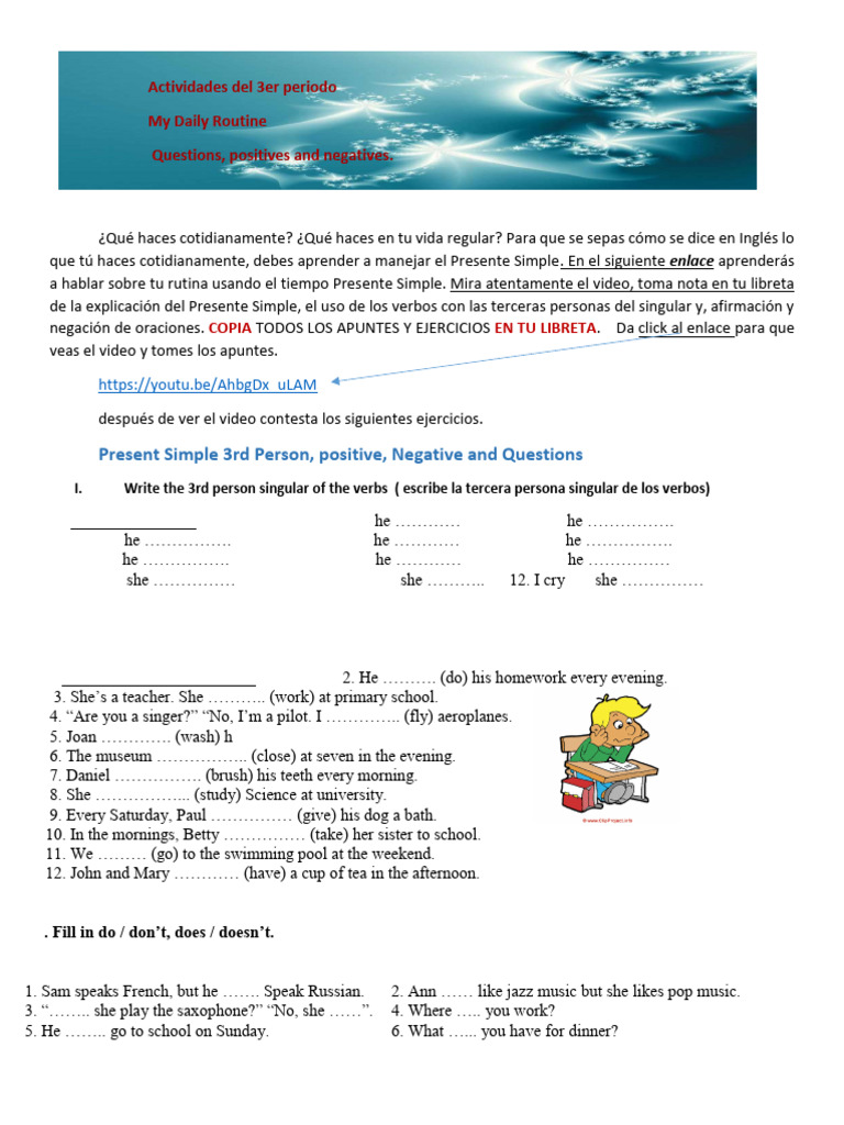 Actividad 2do Simple Present | PDF