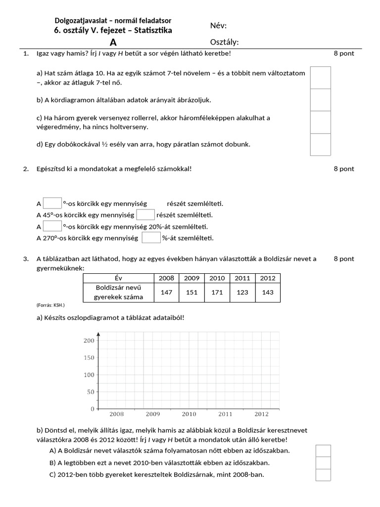 Matematika6 5 Statisztika AF Publikalhato | PDF