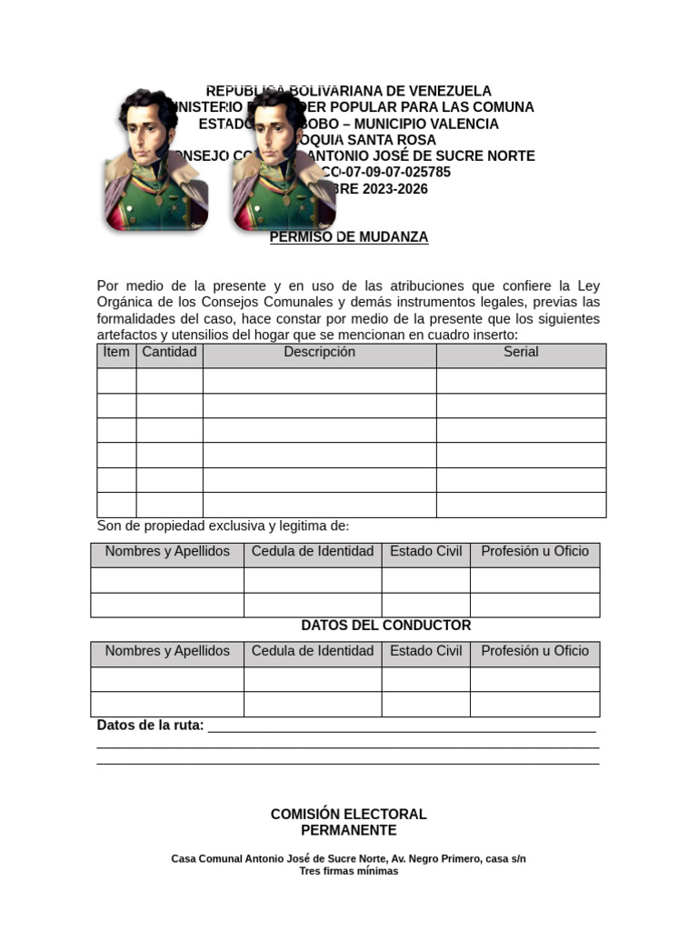 Permiso de Mudanza | PDF