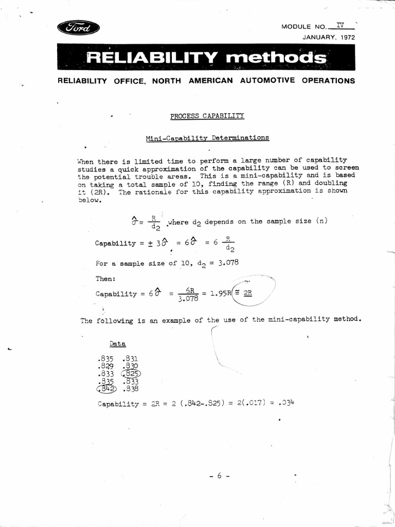 Mini-Capability Study (Scan Artigo FORD 1972) | PDF
