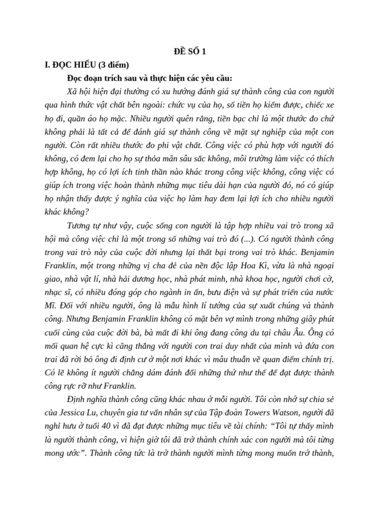 Đề Đọc Hiểu Ôn HSG | PDF