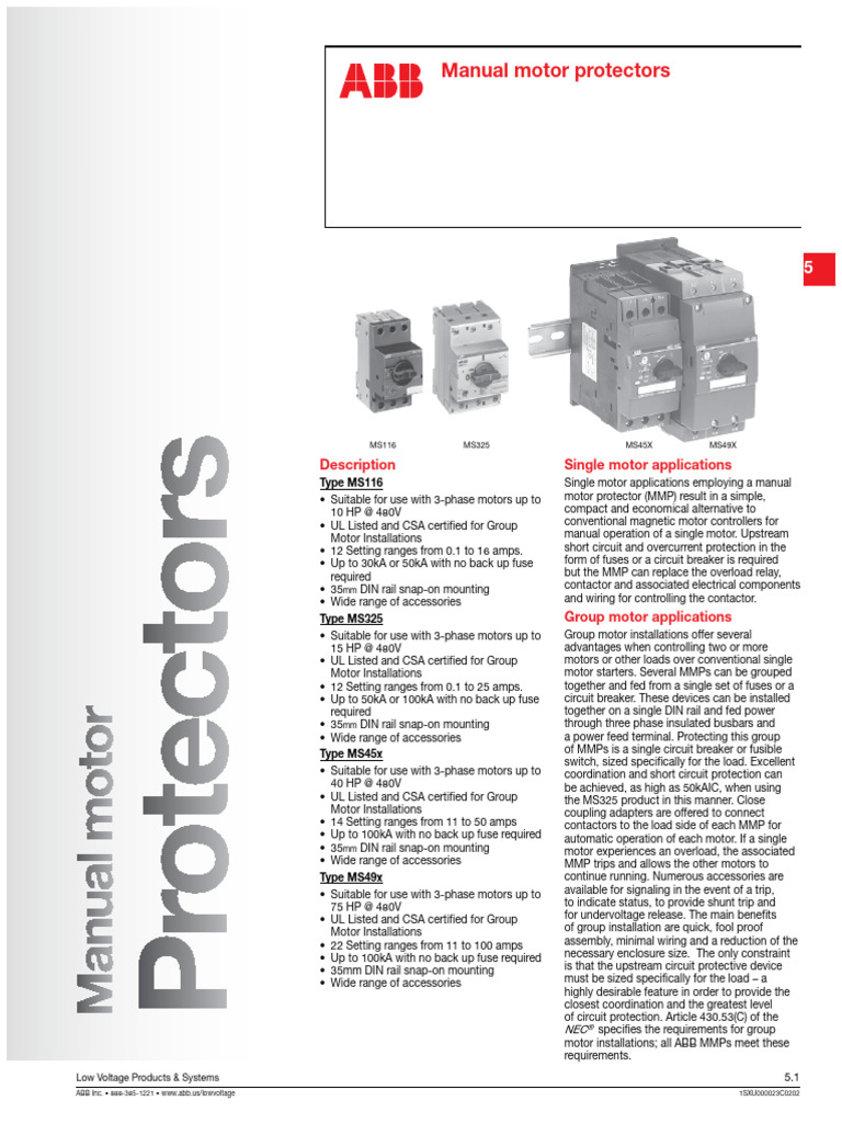Manual Motor Protector Catalog Section | PDF | Electrical Engineering ...