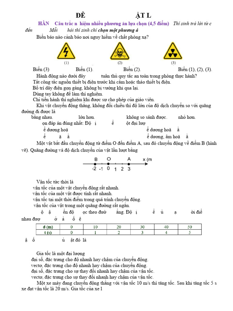 Đề Ôn KTCK I - Vat Li 10 - Olm | PDF