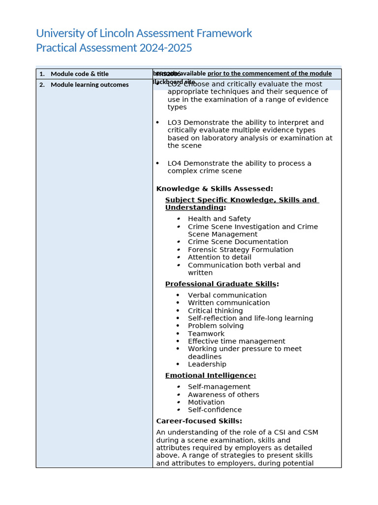 Module Practical Assessment Information - June2024 | PDF | Crime Scene ...