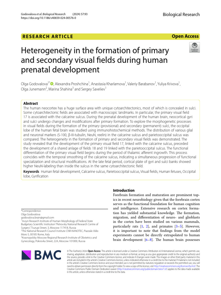 Heterogeneity in The Formation of Primary and Secondary Visual Fields ...