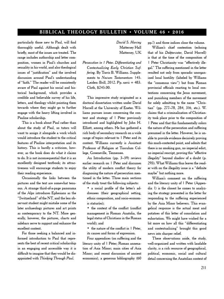 Persecution in 1 Peter. Differentiating and Contextualizing Early ...