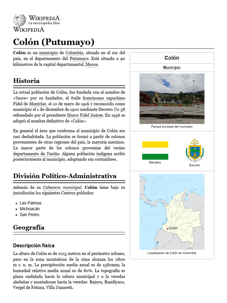 Colón (Putumayo) | PDF | Ciencias de la Tierra