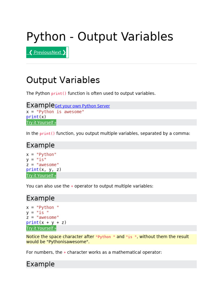 Python - Output Variables | PDF Python - Output Variables | PDF