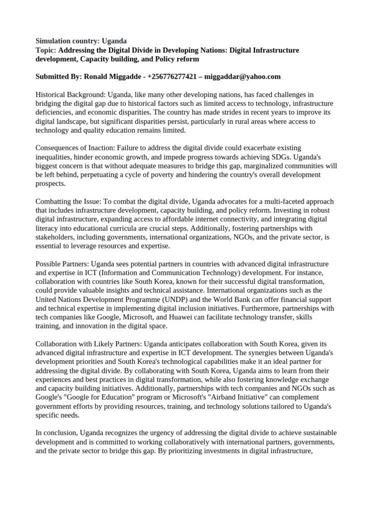 Diplomatic Stance - Uganda | PDF | Information And Communications ...