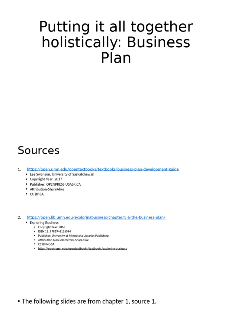 Putting It All Together Holistically Business Plan | PDF | Startup ...