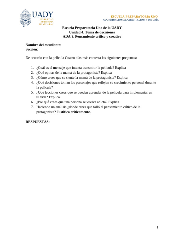 2 - Formato Ada 9 - Cuatro Días Más - Individual | PDF