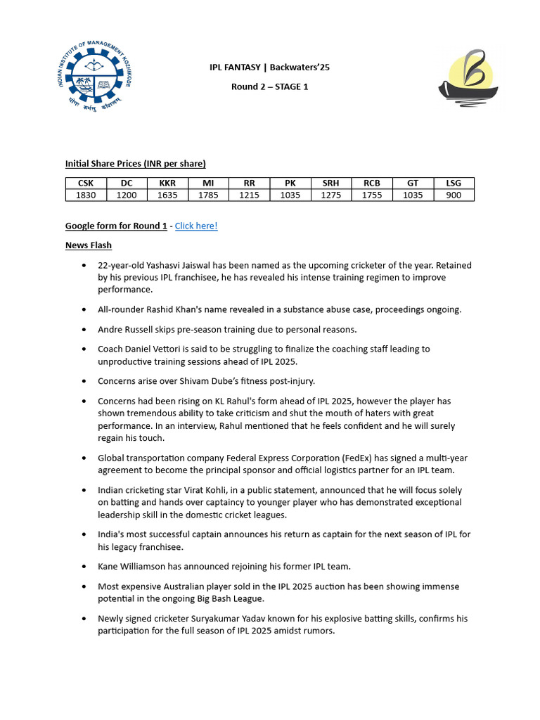 IPL 2025 Fantasy Insights and Updates | PDF | Summer Sports | Cricket