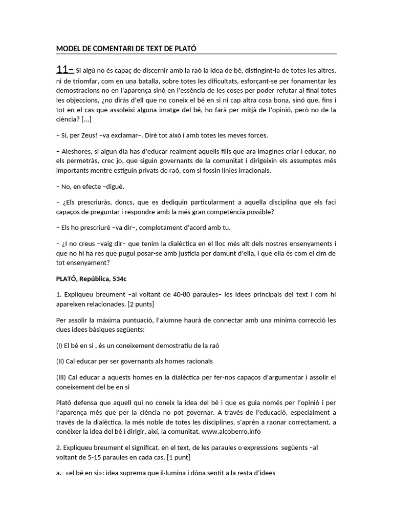 Model de Comentari de Text de Plato2 | PDF
