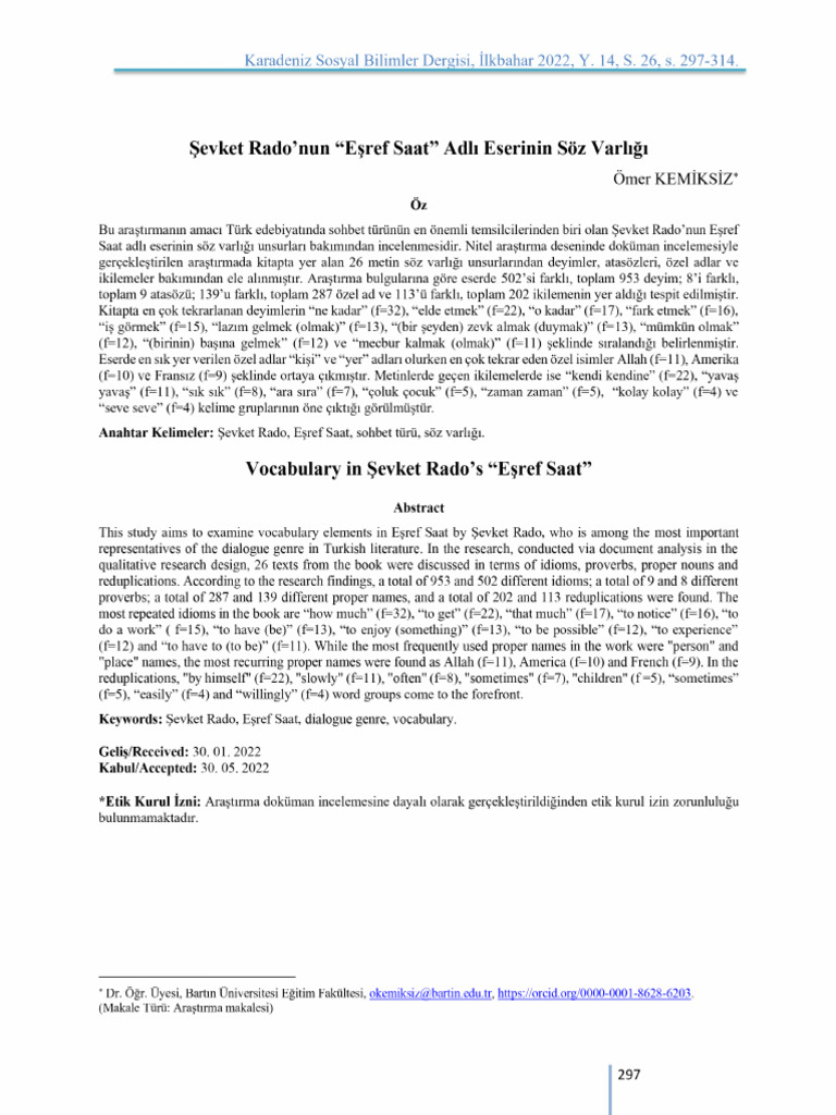 Sevket Rado Nun Esref Saat Adli Eserinin | PDF