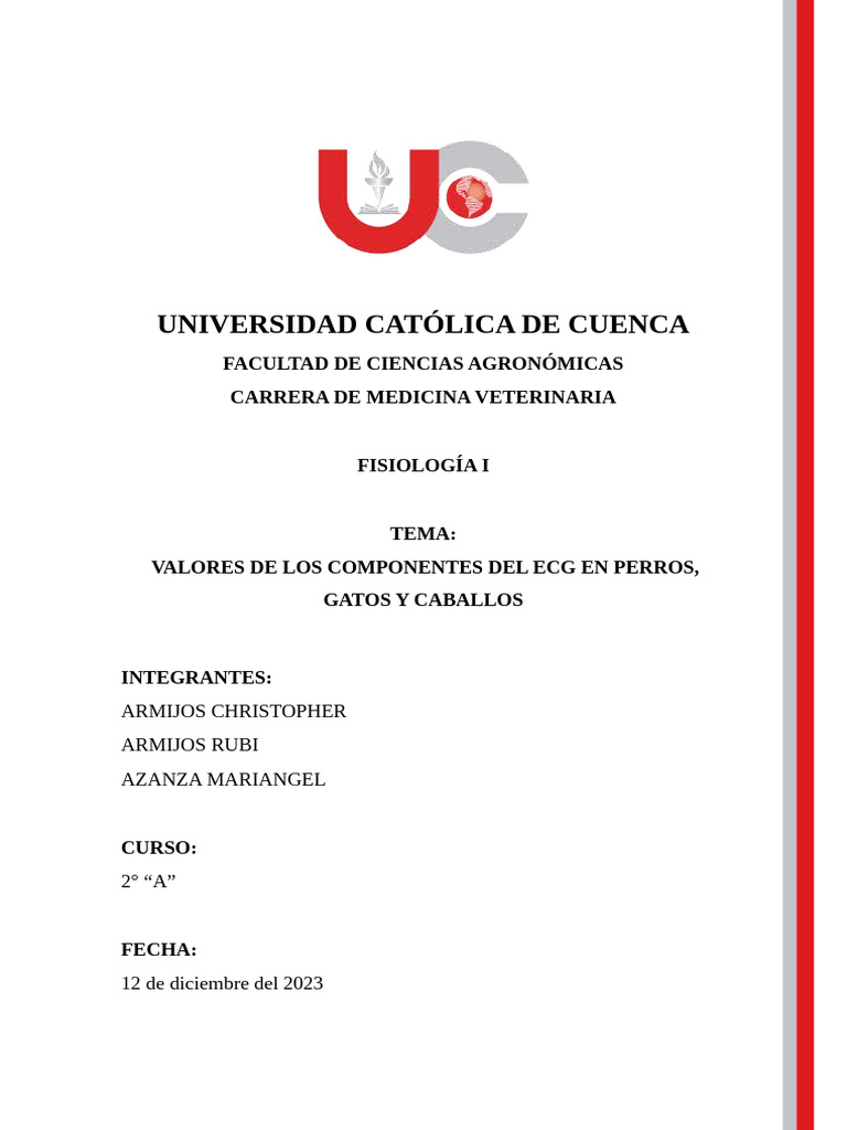 Valores del ECG en Perros, Gatos y Caballos | PDF | Electrocardiografia ...