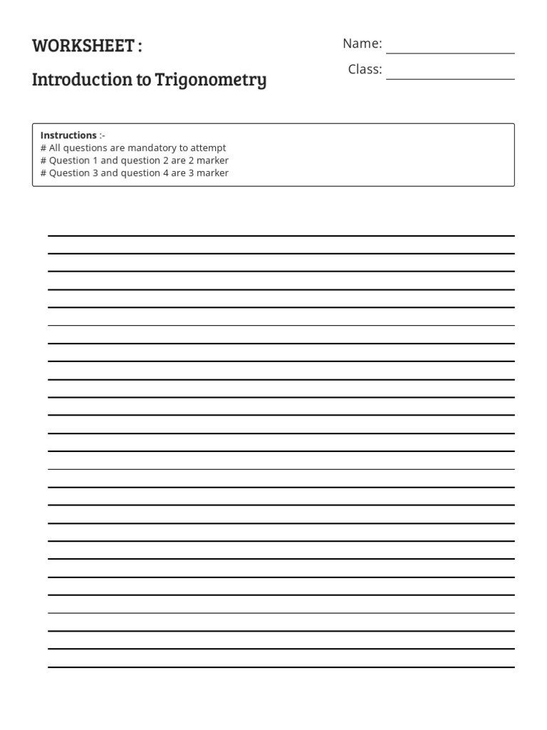 Trigonometry Worksheet for Students | PDF
