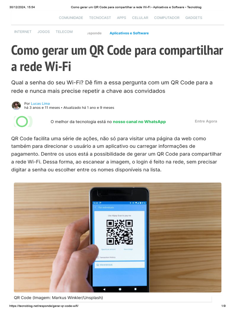 Como gerar um QR Code para compartilhar a rede Wi-Fi • Aplicativos e ...