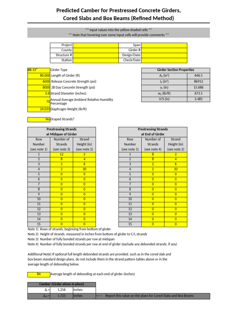 Prestressed Concrete Girders - Refined Method For Camber | PDF | Prestressed Concrete ...
