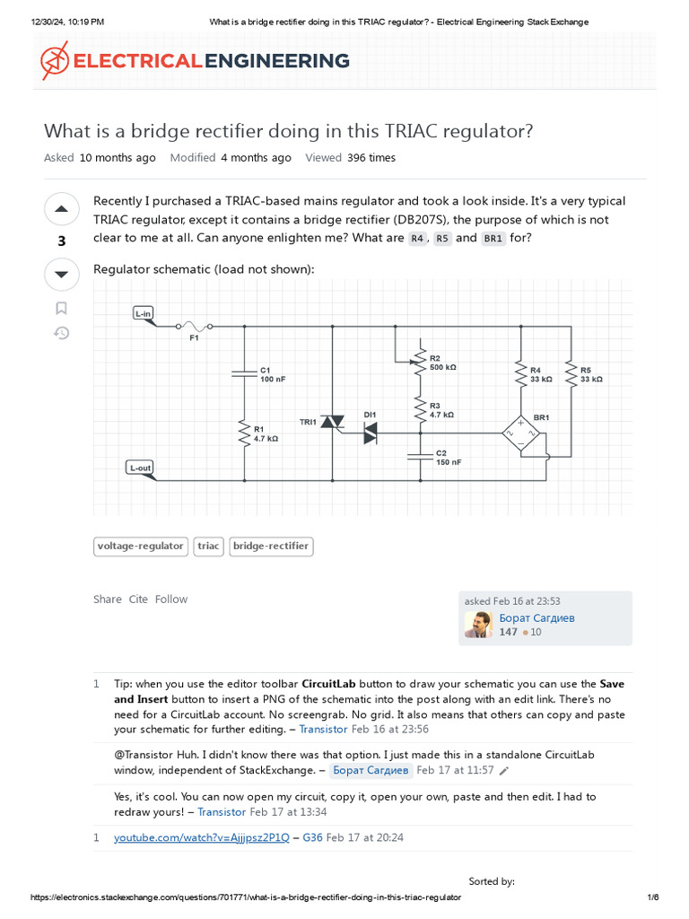 What Is A Bridge Rectifier Doing in This TRIAC Regulator - Electrical Engineering Stack Exchange ...