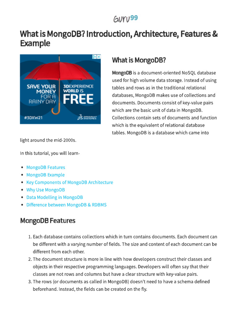1) What is MongoDB | PDF