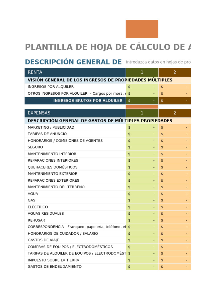IC Property Management Spreadsheet 27191 ES | PDF | Economias