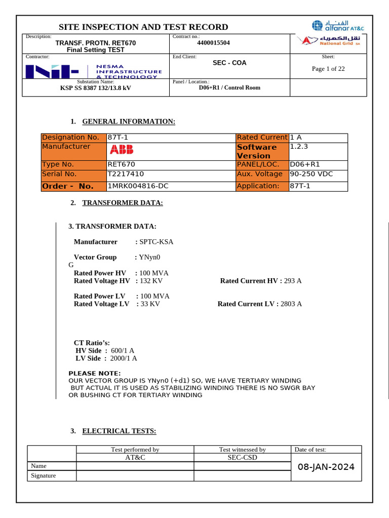 RET670 | PDF | Transformer | Electrical Engineering