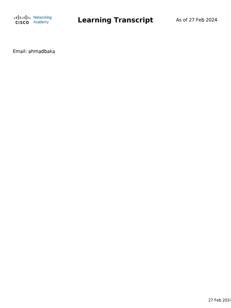 NetAcad Learning Transcript | PDF