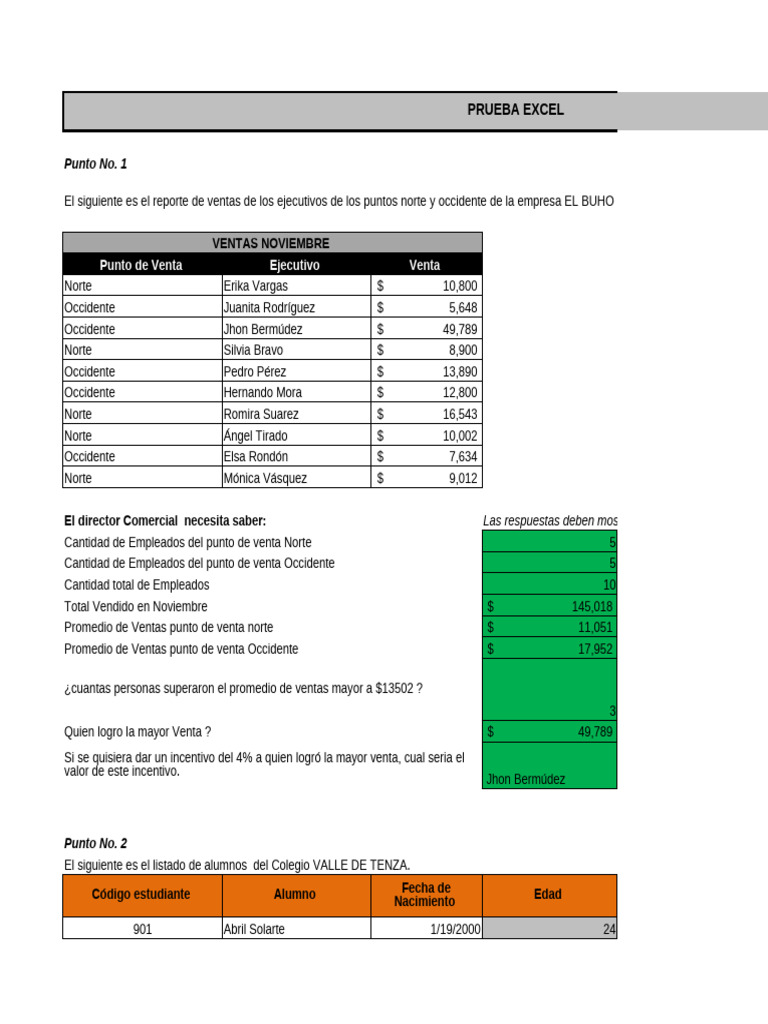 Prueba Excel LEIDY ROA | PDF