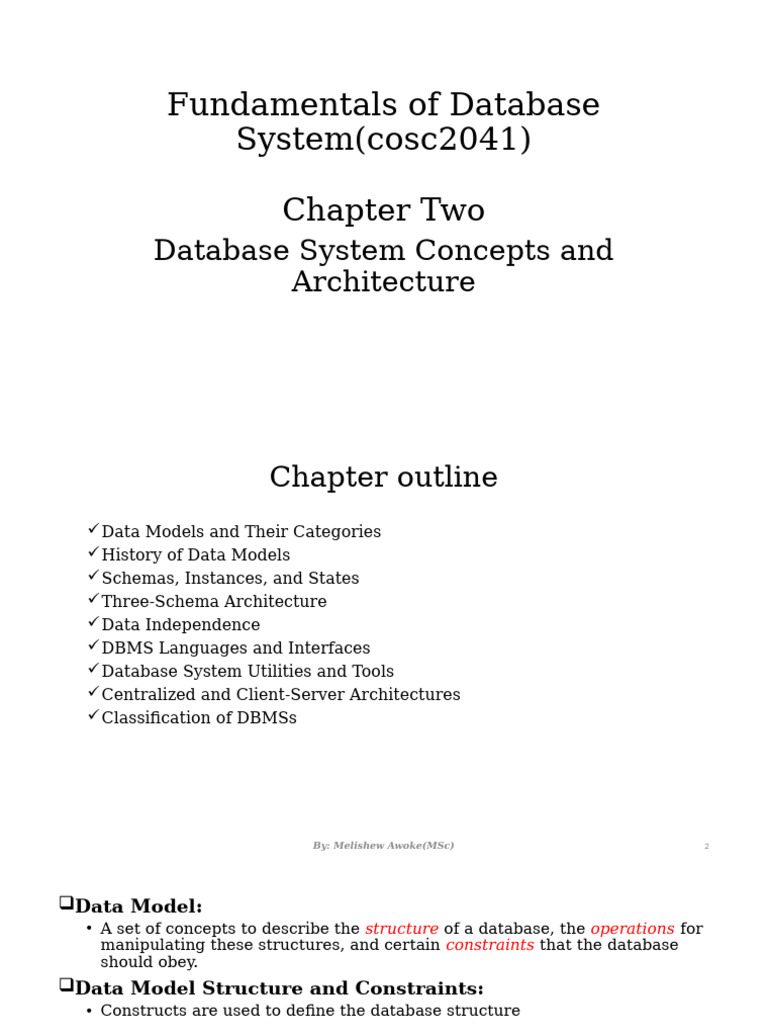 Fundamental of Database CH-2 | PDF | Databases | Data Model