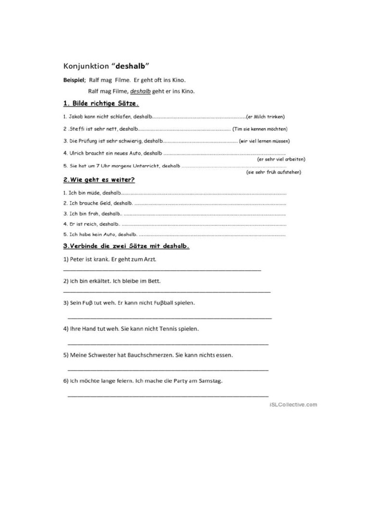 Deshalb Übungen | PDF