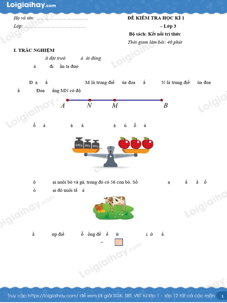 De Kiem Tra Hoc Ki 1 Toan 3 Ket Noi Tri Thuc de So 6 1669952508 | PDF