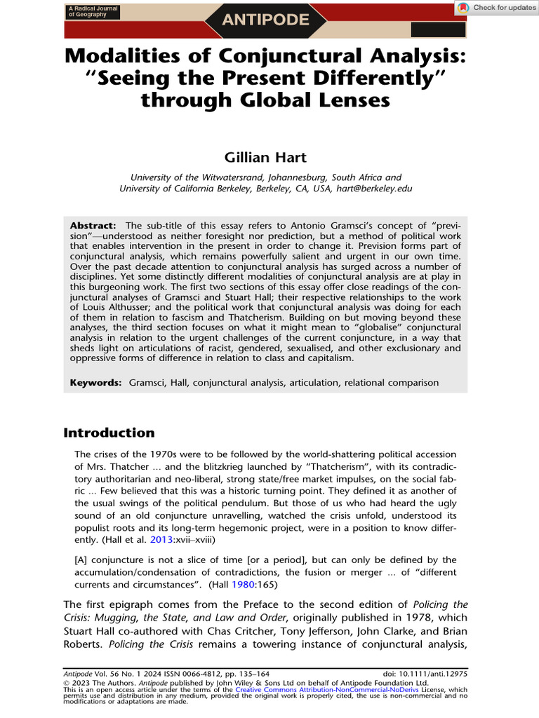 Antipode - 2023 - Hart - Modalities of Conjunctural Analysis Seeing the Present Differently ...