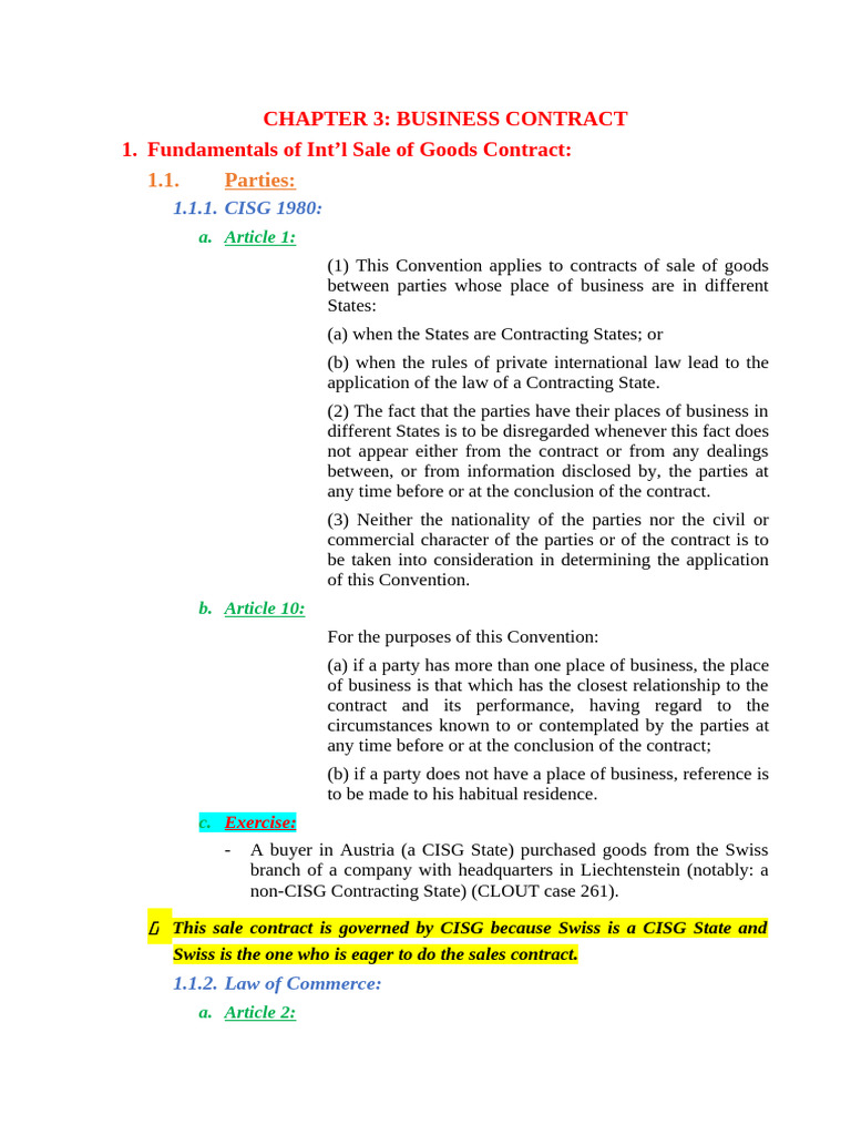 CISG and Commercial Contract Basics | PDF | Offer And Acceptance | Justice