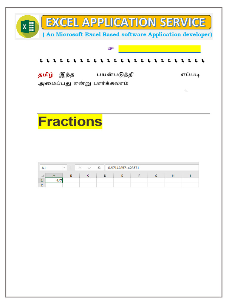 Excel Fraction Format Guide | PDF