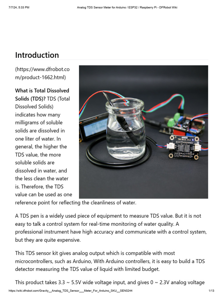 Tds Sensor | PDF | Arduino | Metrology