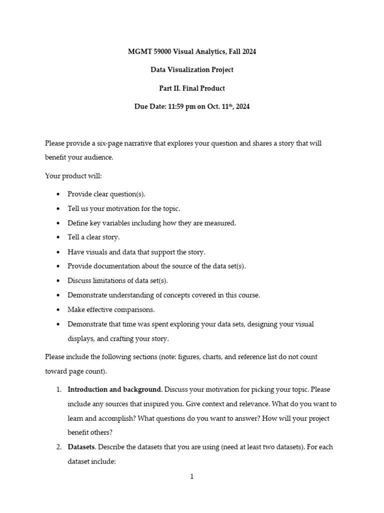 MGMT 59000 Visual - Fall 2024 - Project Update #3 | PDF | Data | Cognition