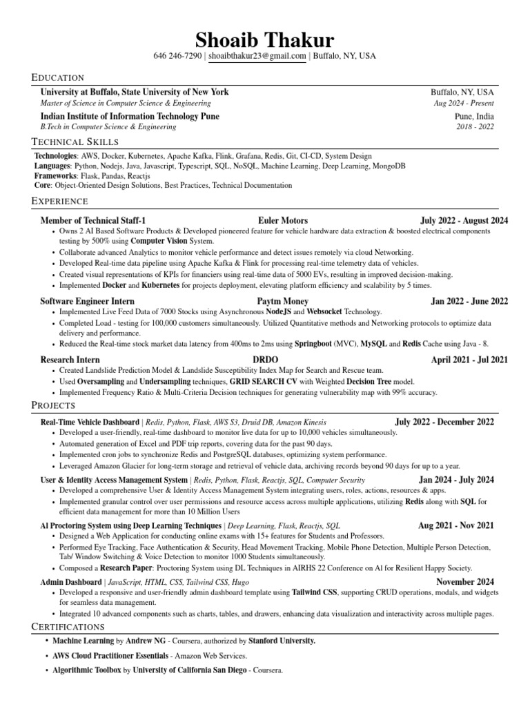 Shoaib Thakur | PDF | Amazon Web Services | Deep Learning