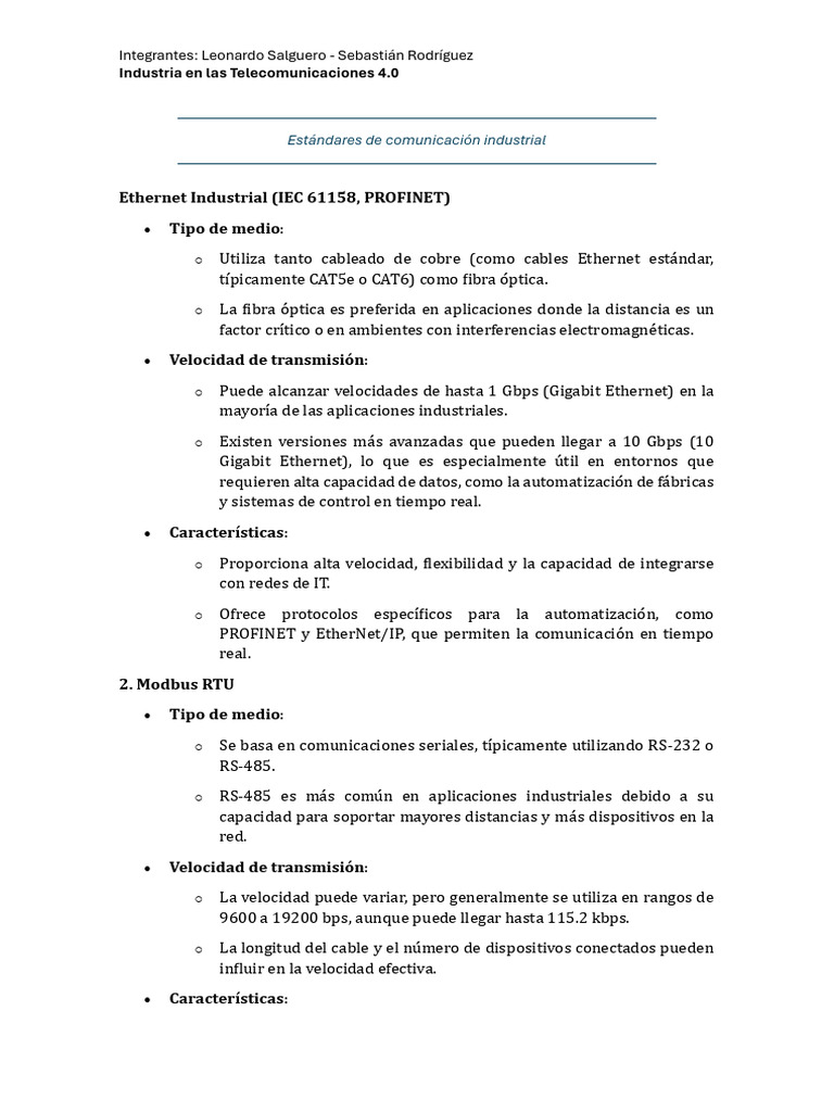Protocolos de Comunicación Industrial 4.0 | PDF | Ethernet | Protocolos ...