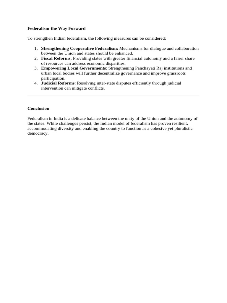 Federalism-The Way Forward | PDF