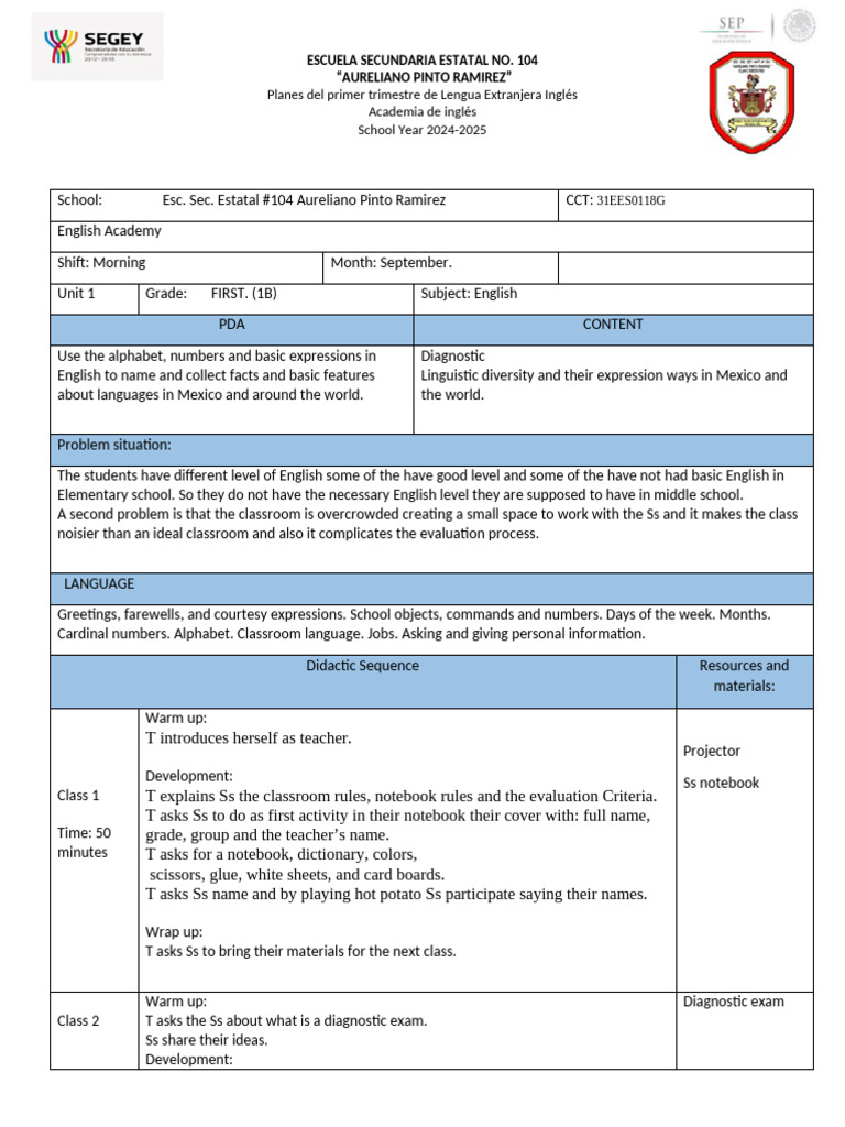 English Curriculum Plan for 1B 2024-2025 | PDF | Adverb | English Language