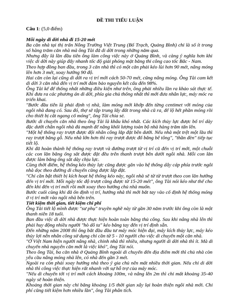 Đề Tiểu Luận TDST Và TKYT 2024 | PDF