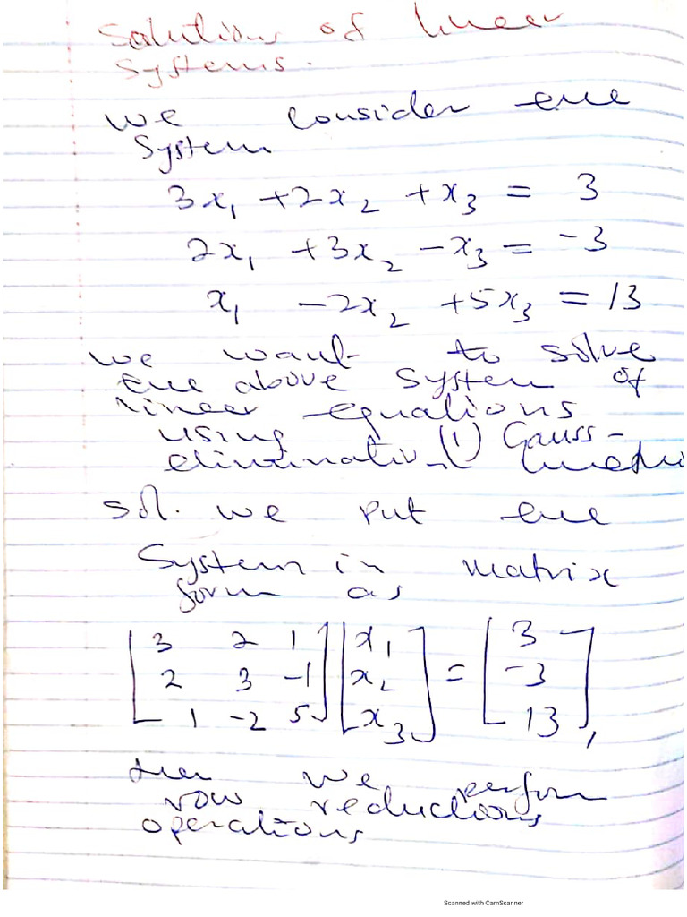 Numerical Solutions To Linear Systems | PDF
