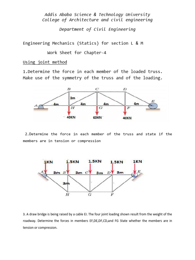 chapt-4 worksheet.truss & frame docx | PDF