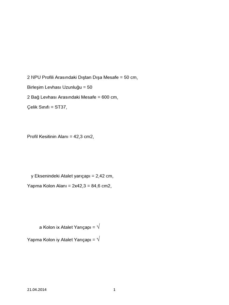 Npu Yapma Kolon Hesabi 1 | PDF